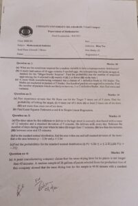 Mathematical statistics past previous question paper| cuitutorial