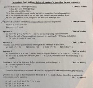 Discrete Structures past question paper | University| cuitutorial
