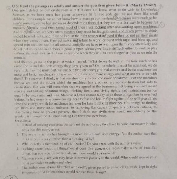 English comprehension past question paper | University | cuitutorial