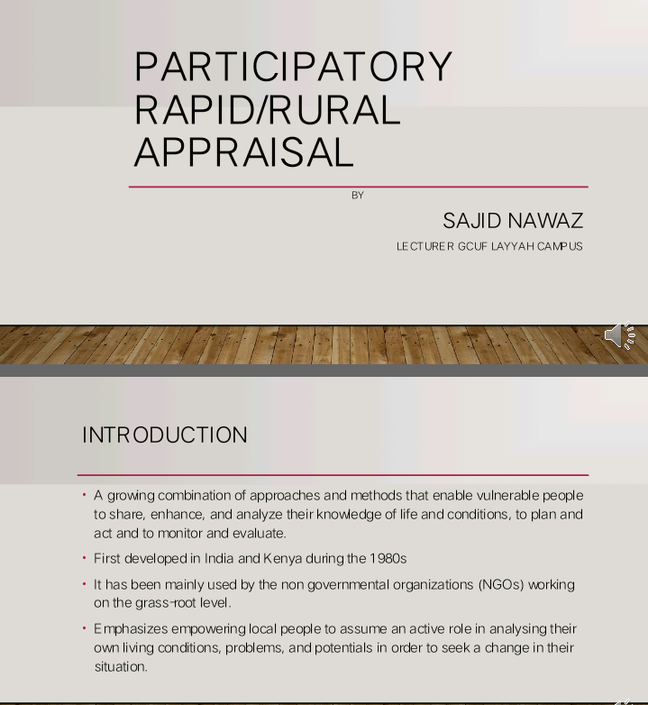 Research Design and Sociometery → Participatory rapid appraisal ...