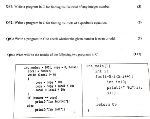 Introduction-to-computer-programming past paper | University | cuitutorial